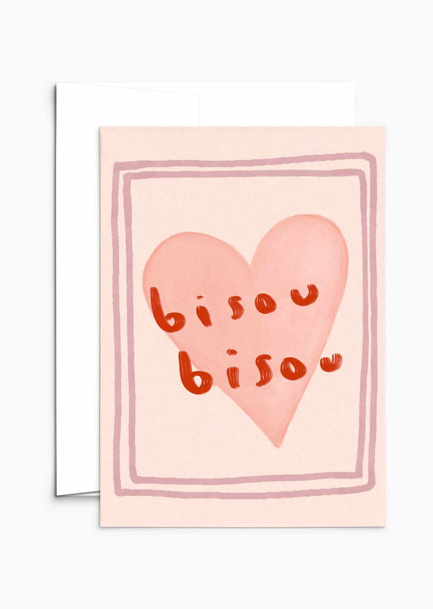 Bisou Bisou Greeting Card - Sweet Hand-Illustrated Love Card 50-70 ...