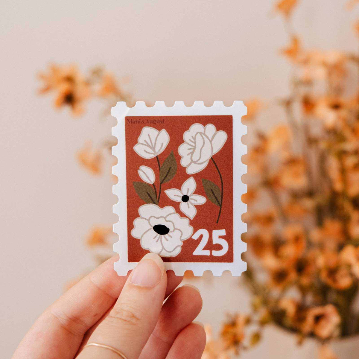 Floral Stamp Vinyl Sticker - Durable, Waterproof & Perfect for Journals ...