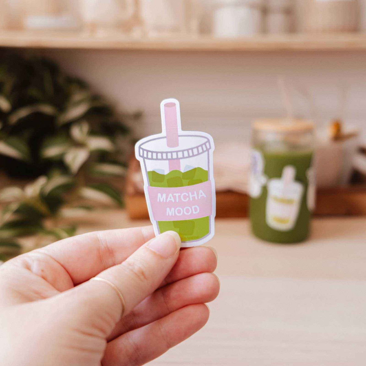 Matcha Mood Sticker – Iced Tea Vinyl for Journals | Mimi & August